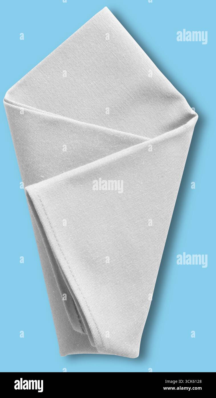 A neatly folded white napkin, often used for dining settings to enhance ...
