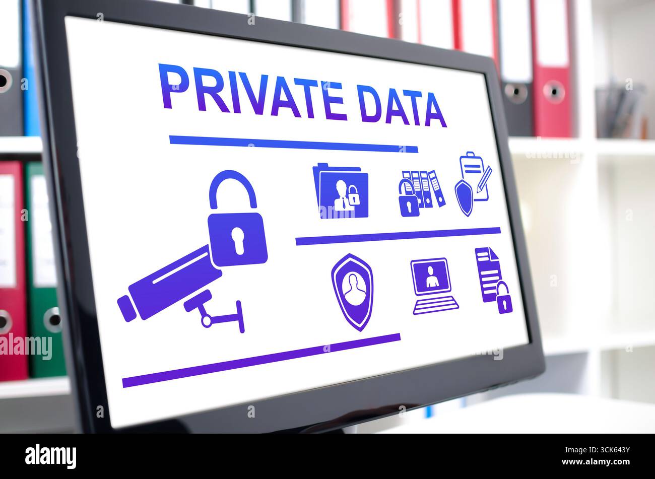 Private data concept shown on a computer screen Stock Photo - Alamy