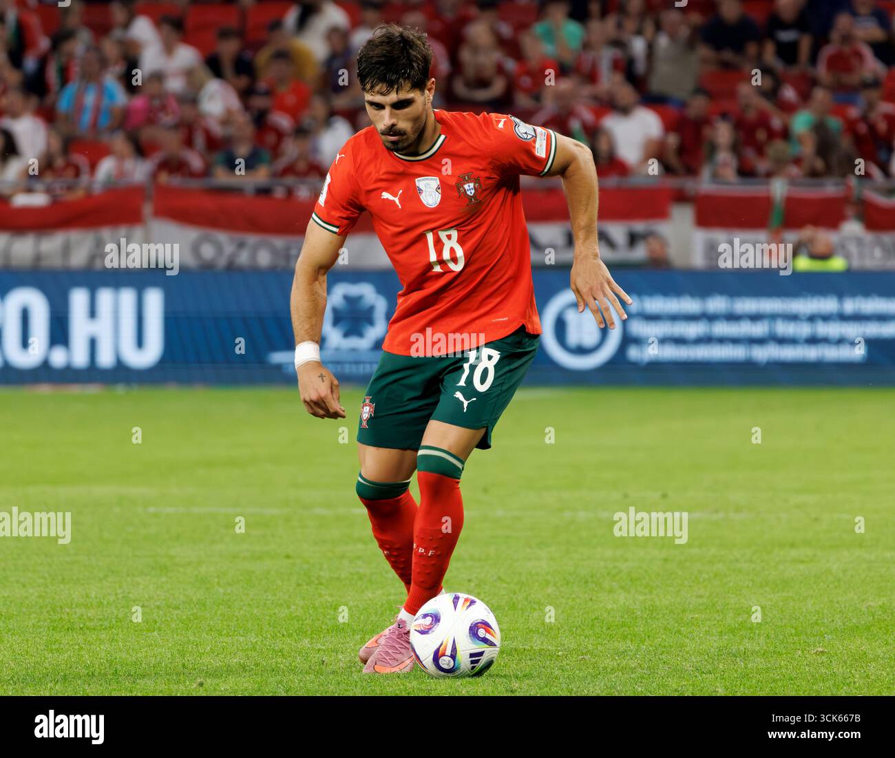 Budapest, Hungary. 9th September, 2025. Pedro Neto of Portugal controls ...