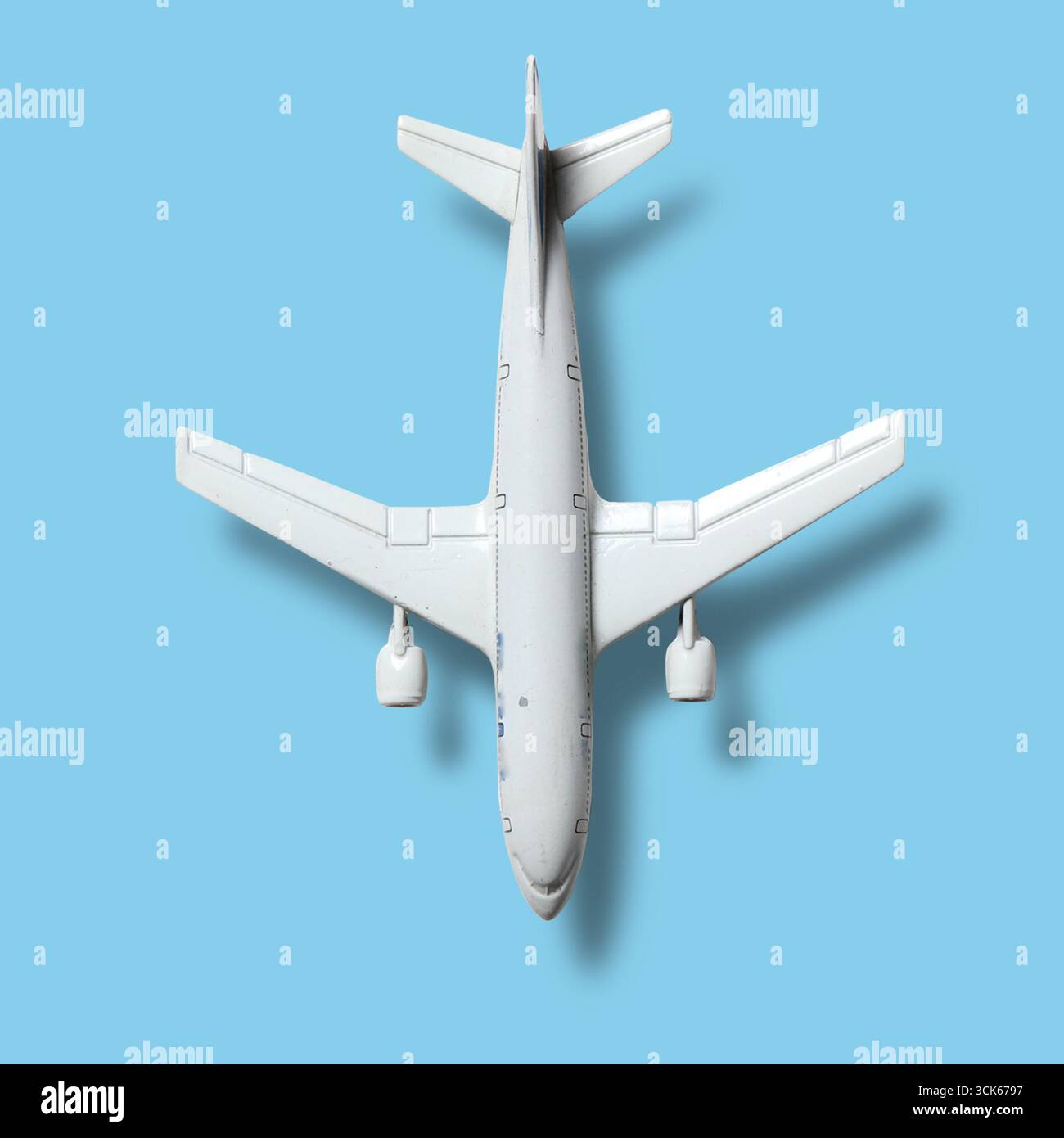A top-down view of a model airplane, showcasing its design and ...