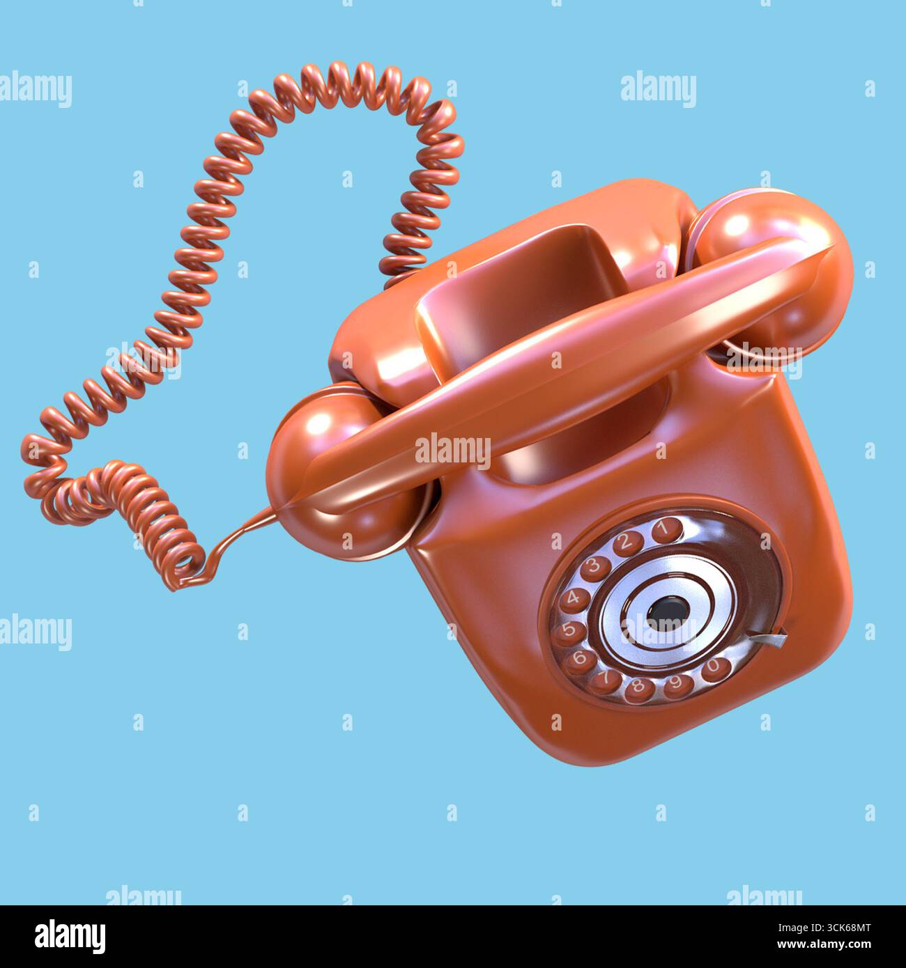 A vintage rotary telephone with a coiled cord, representing ...
