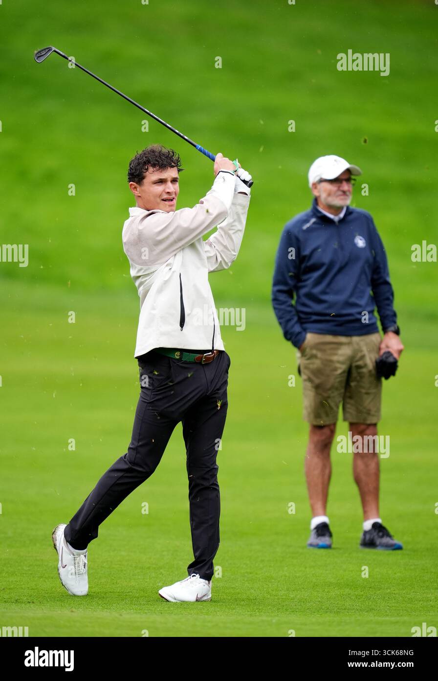 Lando Norris during a Pro-AM round ahead of the 2025 BMW PGA ...