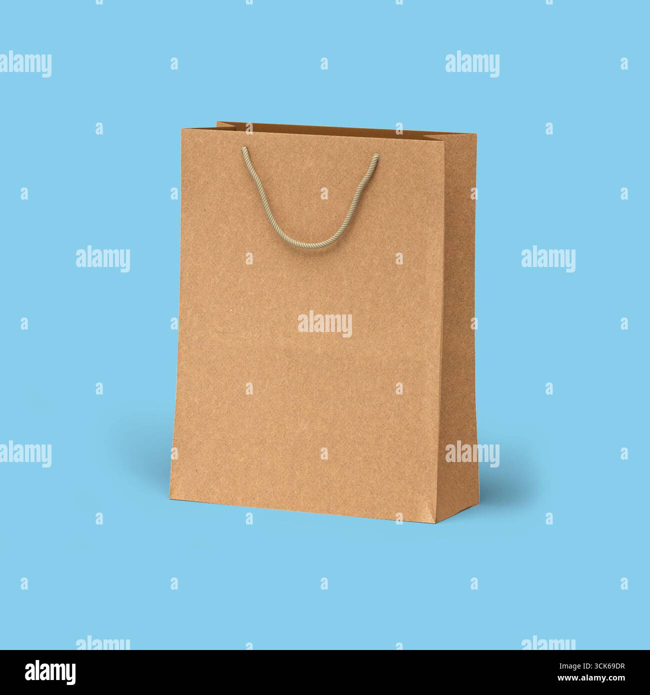 A simple brown paper shopping bag with a handle, commonly used for ...
