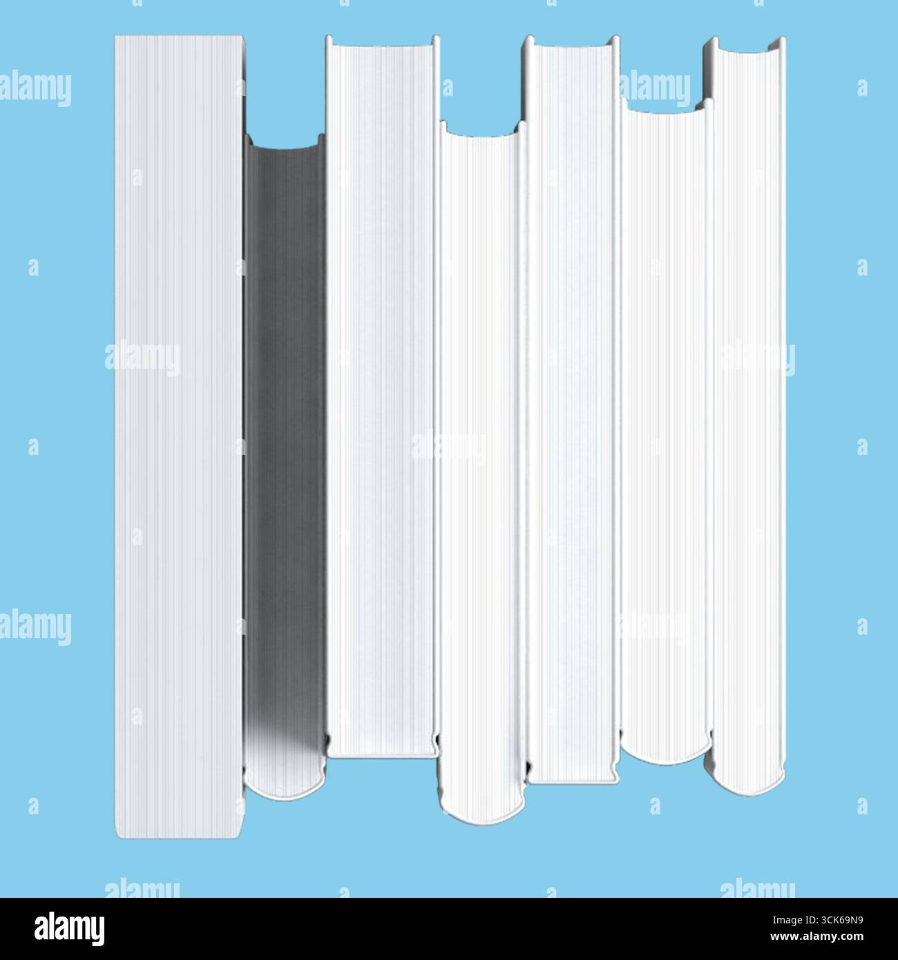 A series of metallic profiles arranged vertically, showcasing different ...