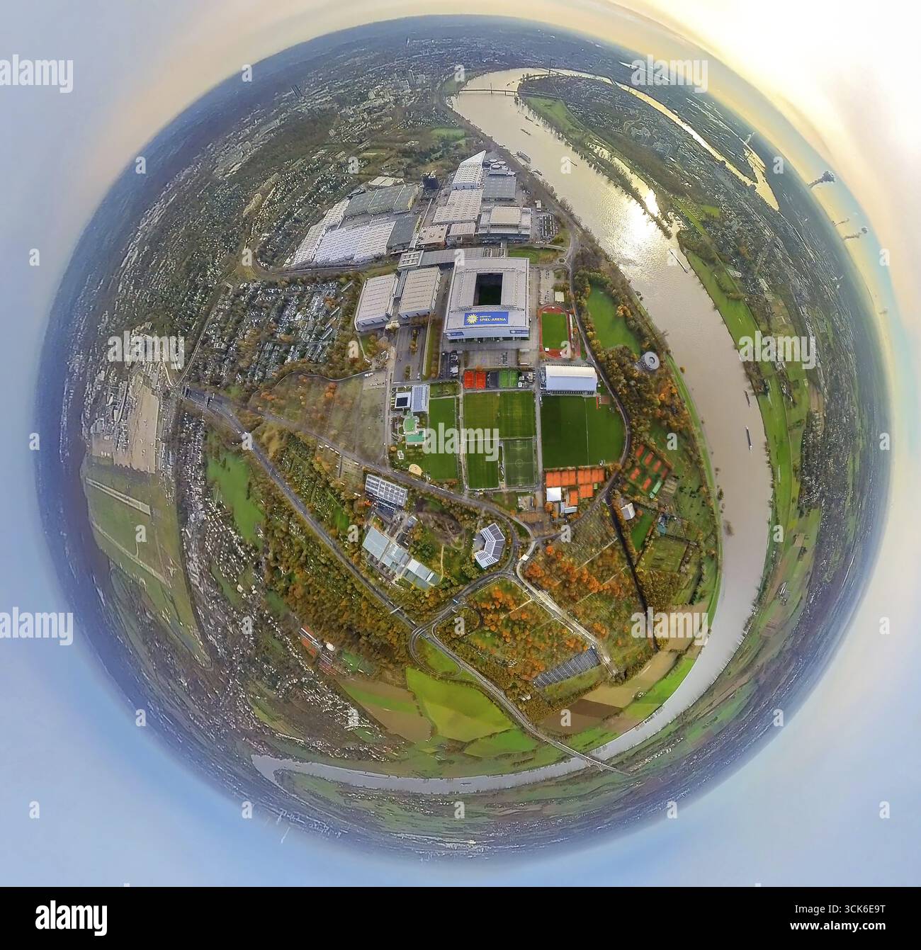 Aerial view, Bundesliga stadium MERKUR SPIEL-ARENA football pitch ...