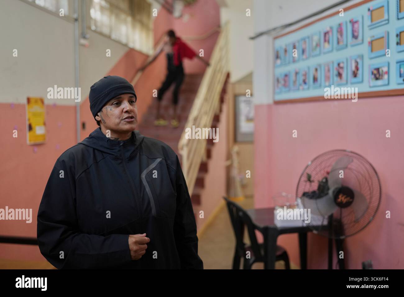 Maria Pires gives an interview at the shelter where she is staying in ...