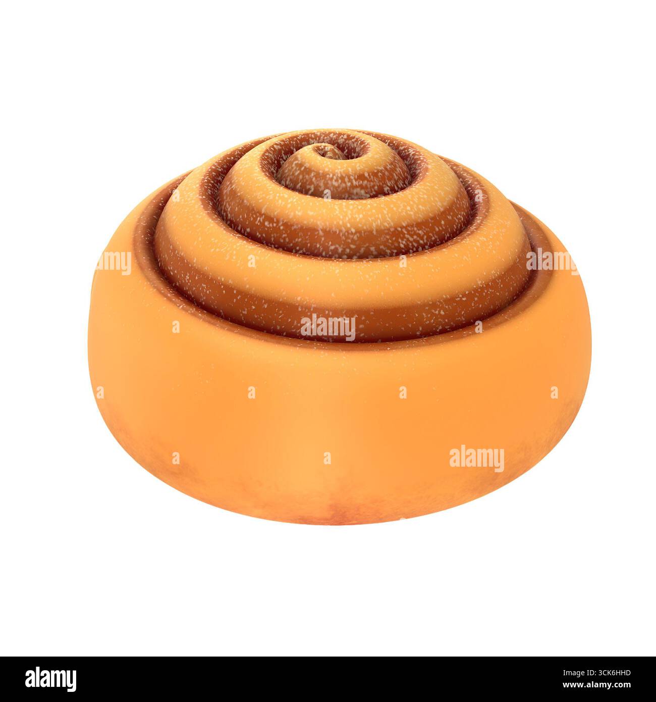 A stylized cinnamon roll featuring a spiral of cinnamon and sugar atop ...