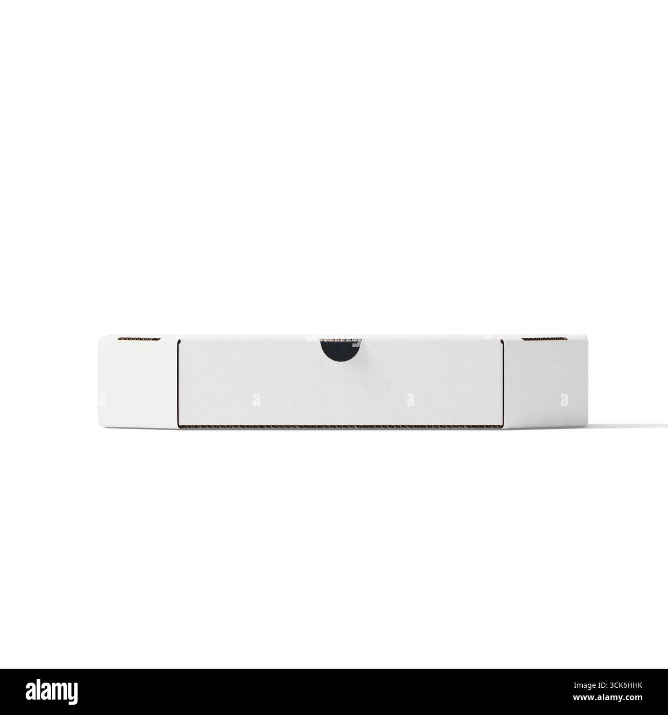A simple white box with a pull-out drawer, typically used for packaging ...
