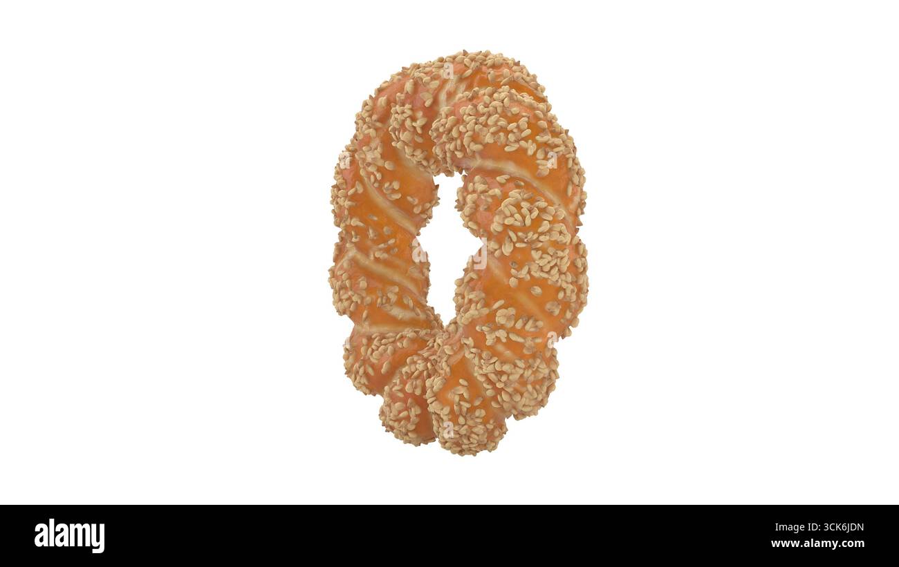 A circular pastry covered in sesame seeds, showcasing a twisted design ...