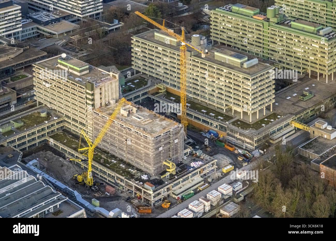 Aerial view, RUB Ruhr-University Bochum, construction site replacement ...