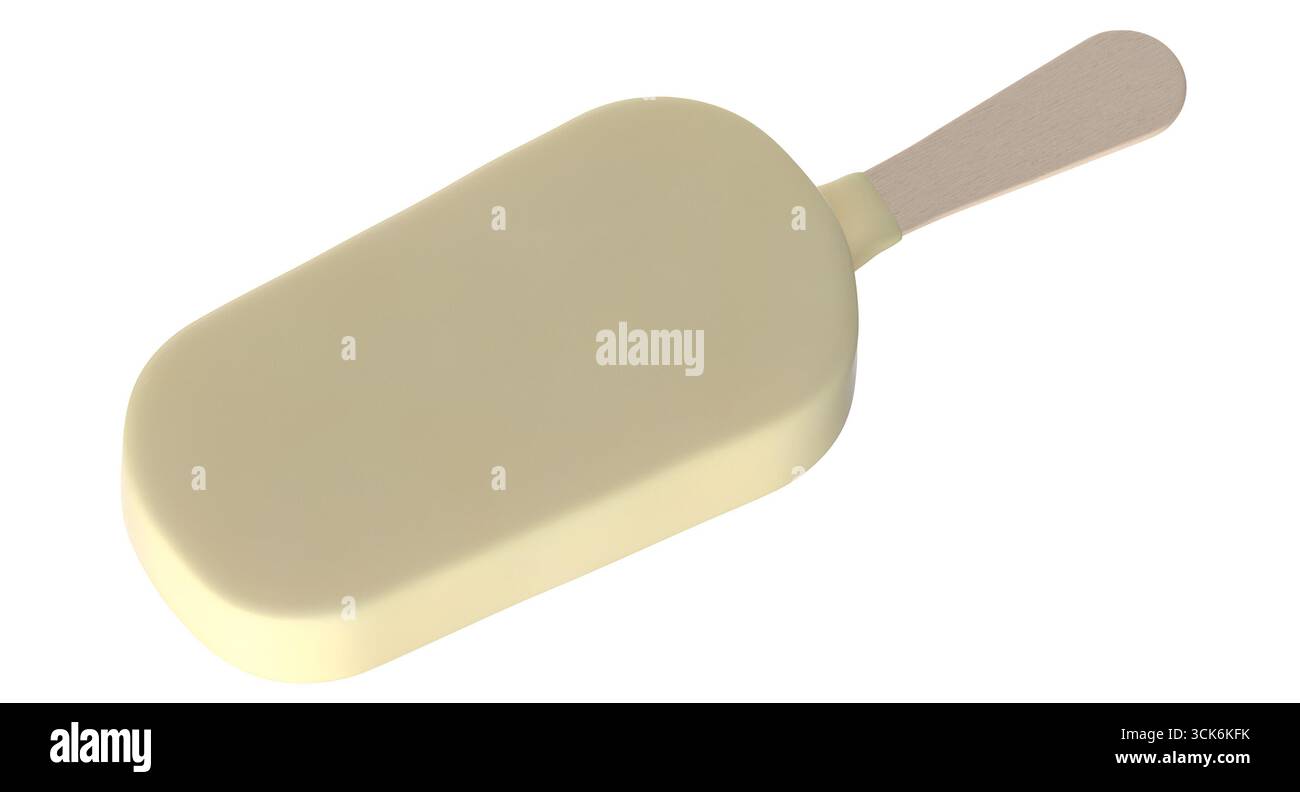 A simple ice cream bar on a wooden stick, perfect for a refreshing ...