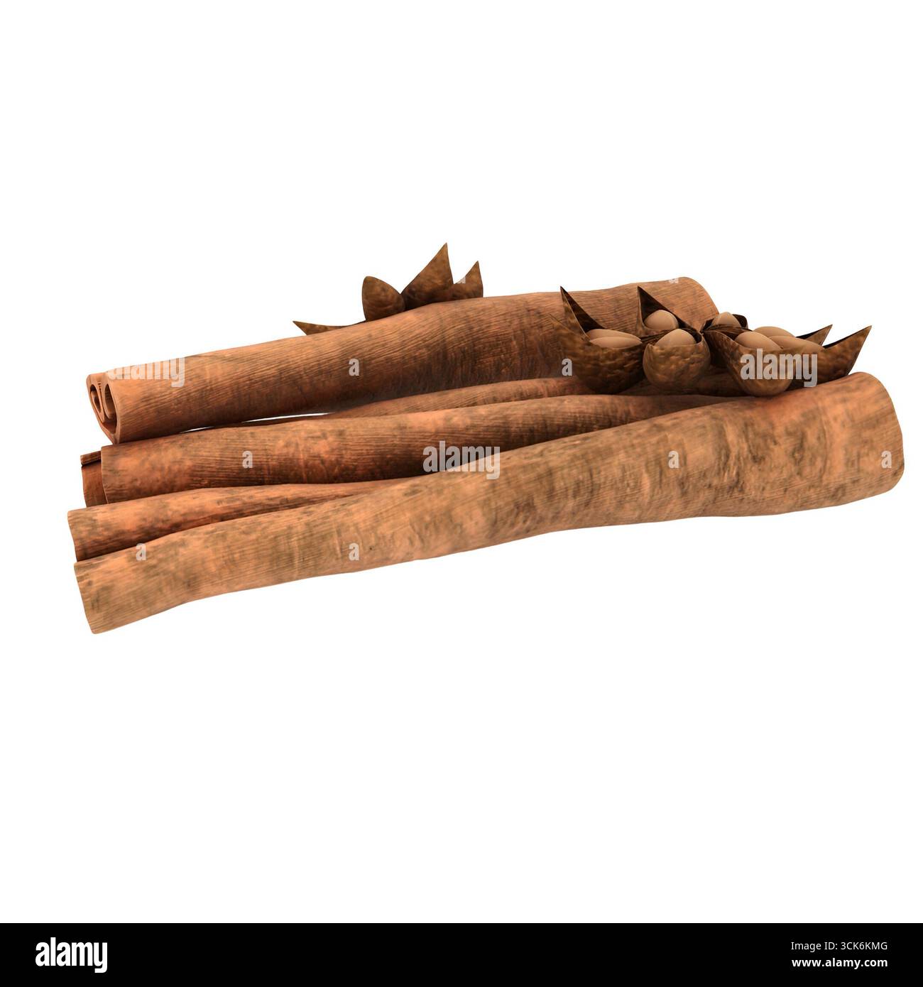 A pile of cinnamon sticks arranged neatly, showcasing their natural ...