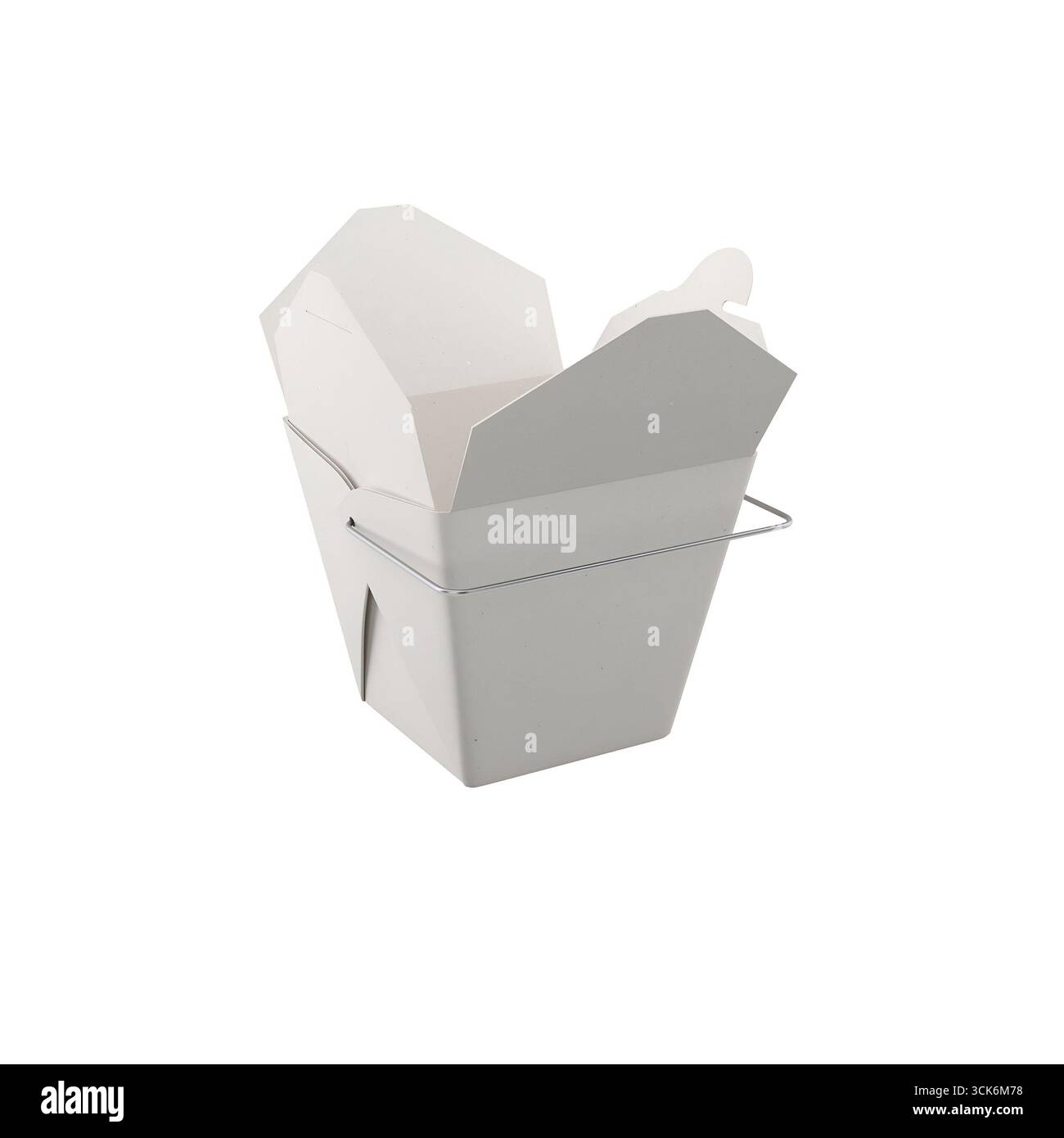 A white takeout box, commonly used for serving food, especially Asian ...