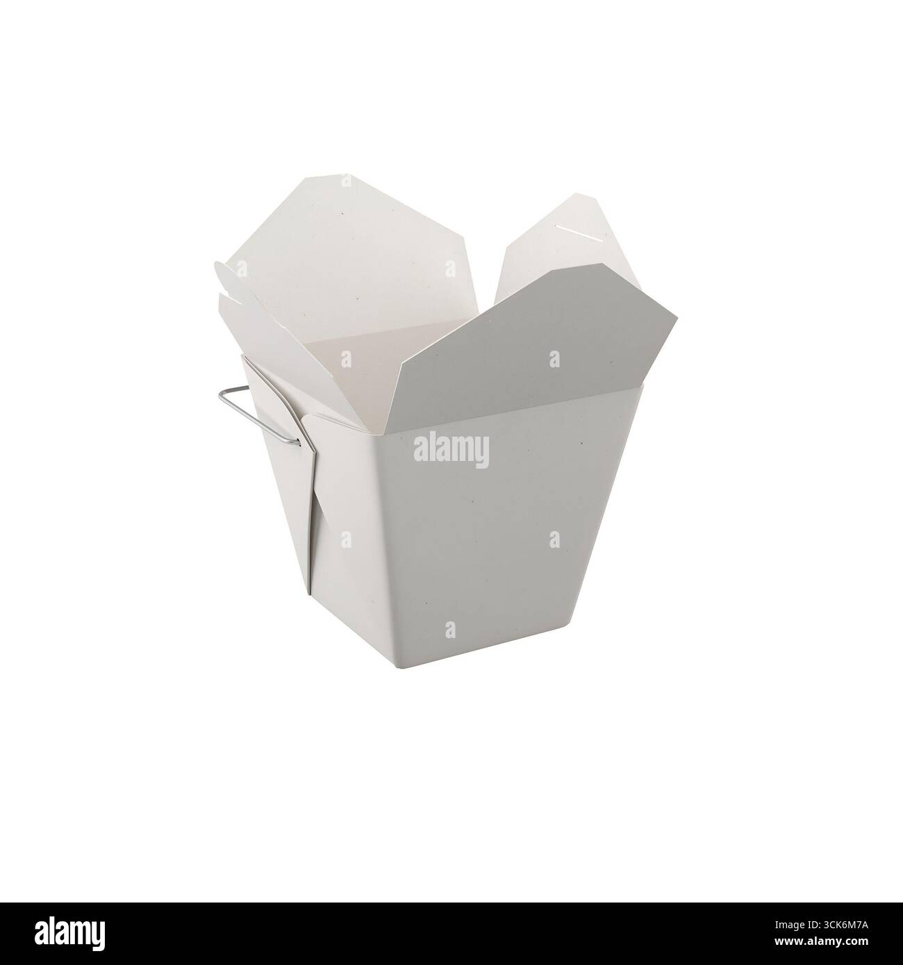 A plain white takeout box, commonly used for serving food like noodles ...