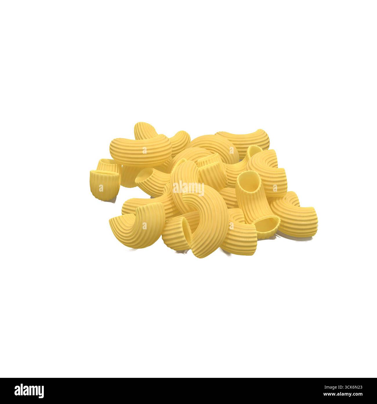 A pile of uncooked pasta showcasing its unique shape and texture, ready ...