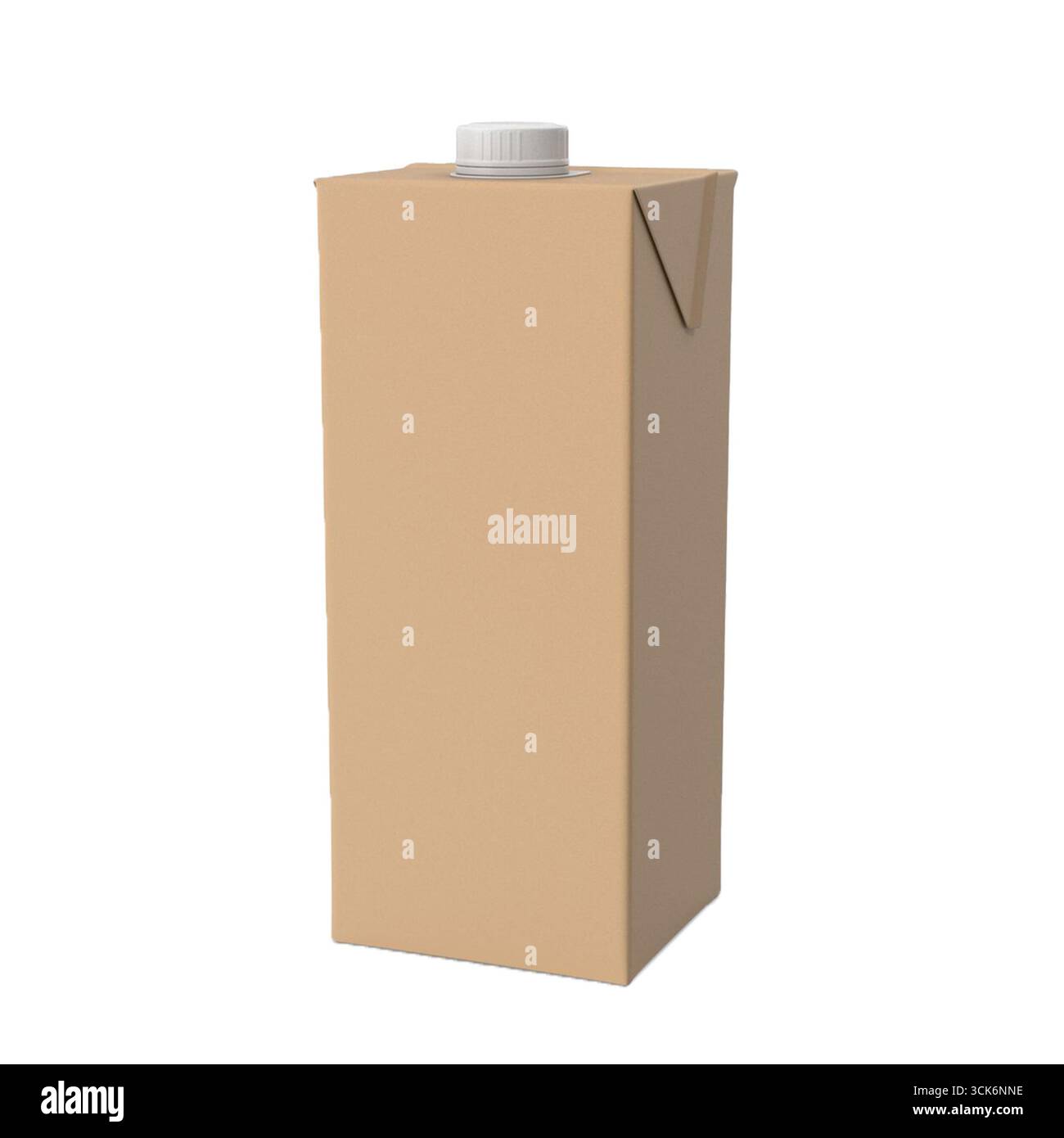 A simple, unbranded cardboard beverage carton with a screw cap ...