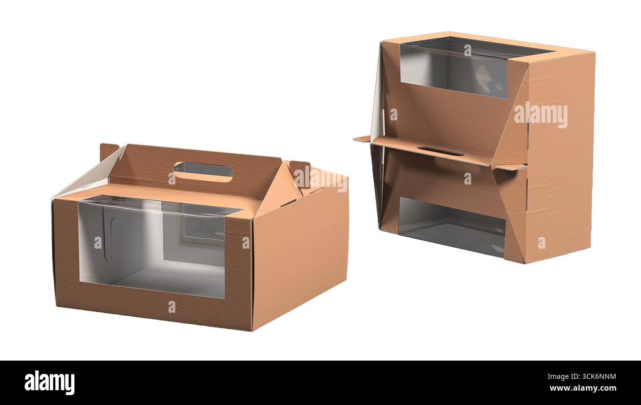 Two cardboard boxes with transparent windows, designed for displaying ...