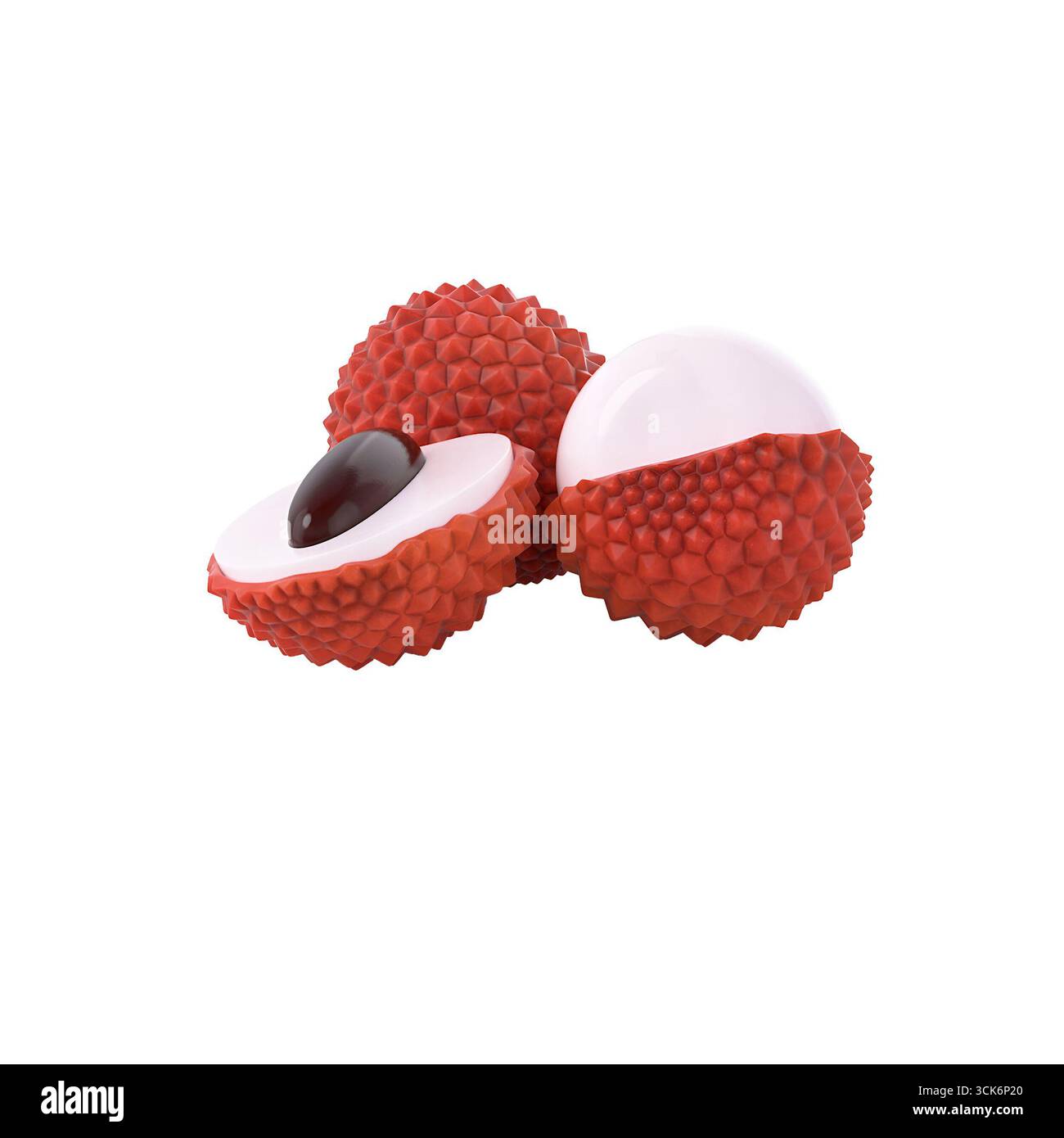 A close-up of lychee fruit, showcasing its textured red skin and juicy ...