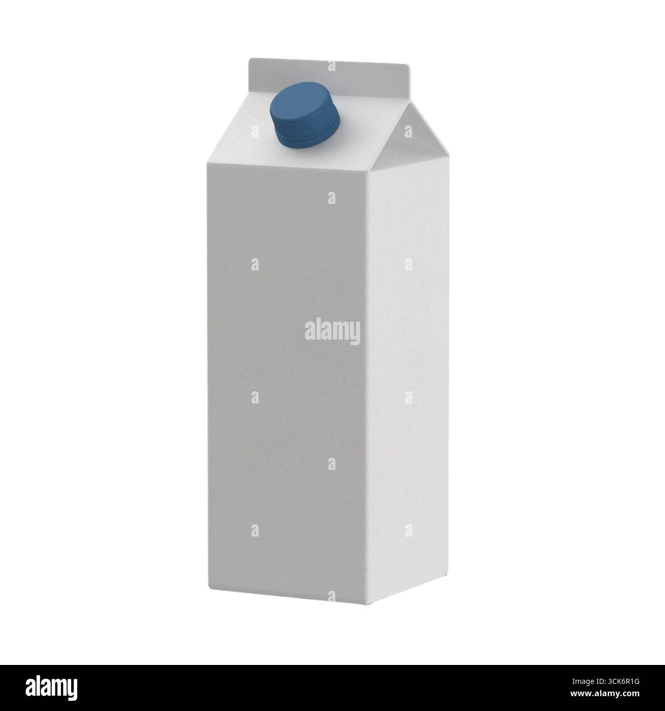 A plain white milk carton with a blue cap, designed for packaging ...