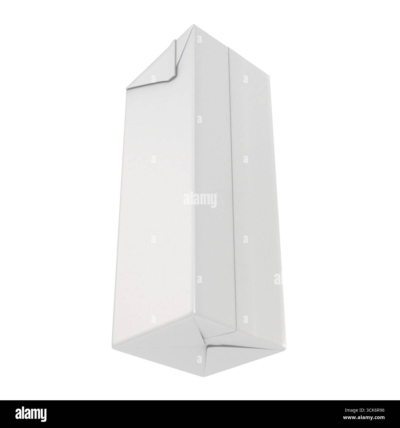 A plain, white tetrahedron-shaped carton, typically used for packaging ...