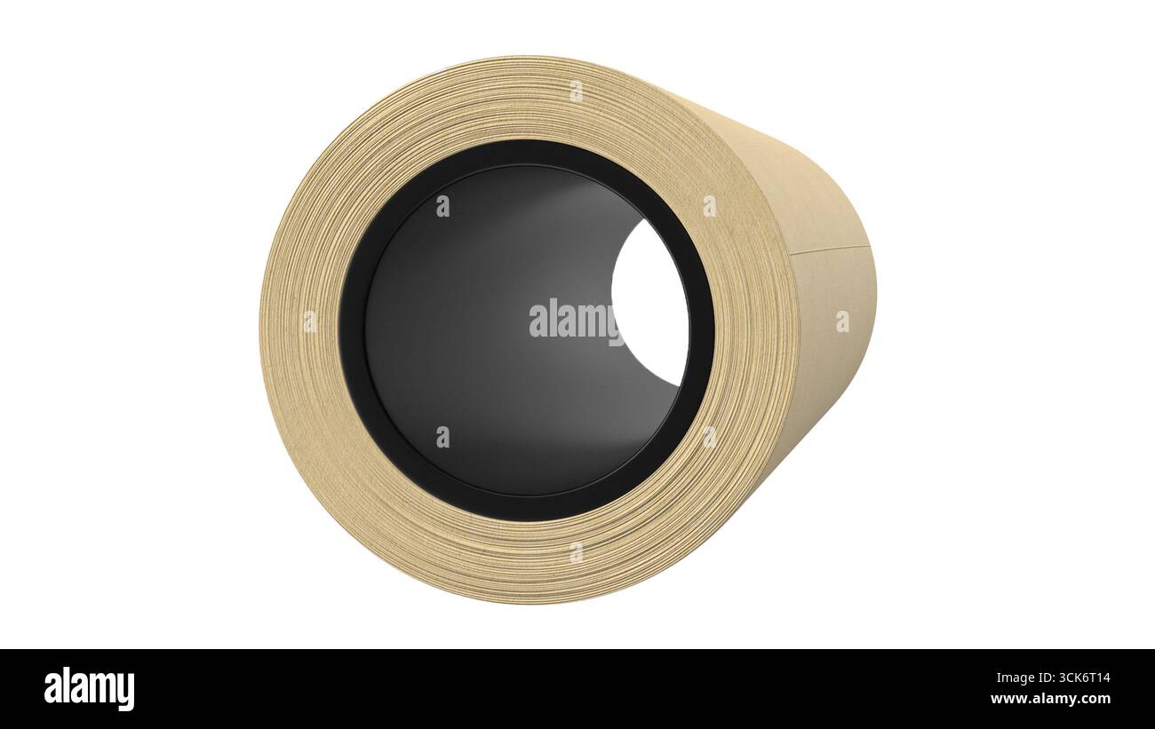 A roll of masking tape viewed from the end, showcasing its cylindrical ...