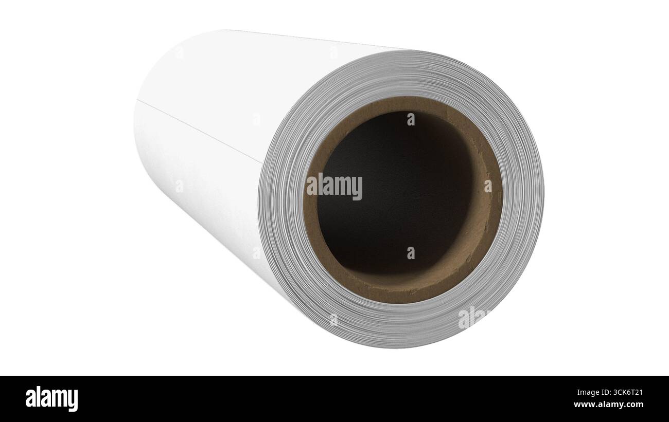 A roll of plain white paper, often used for printing, crafting, or ...