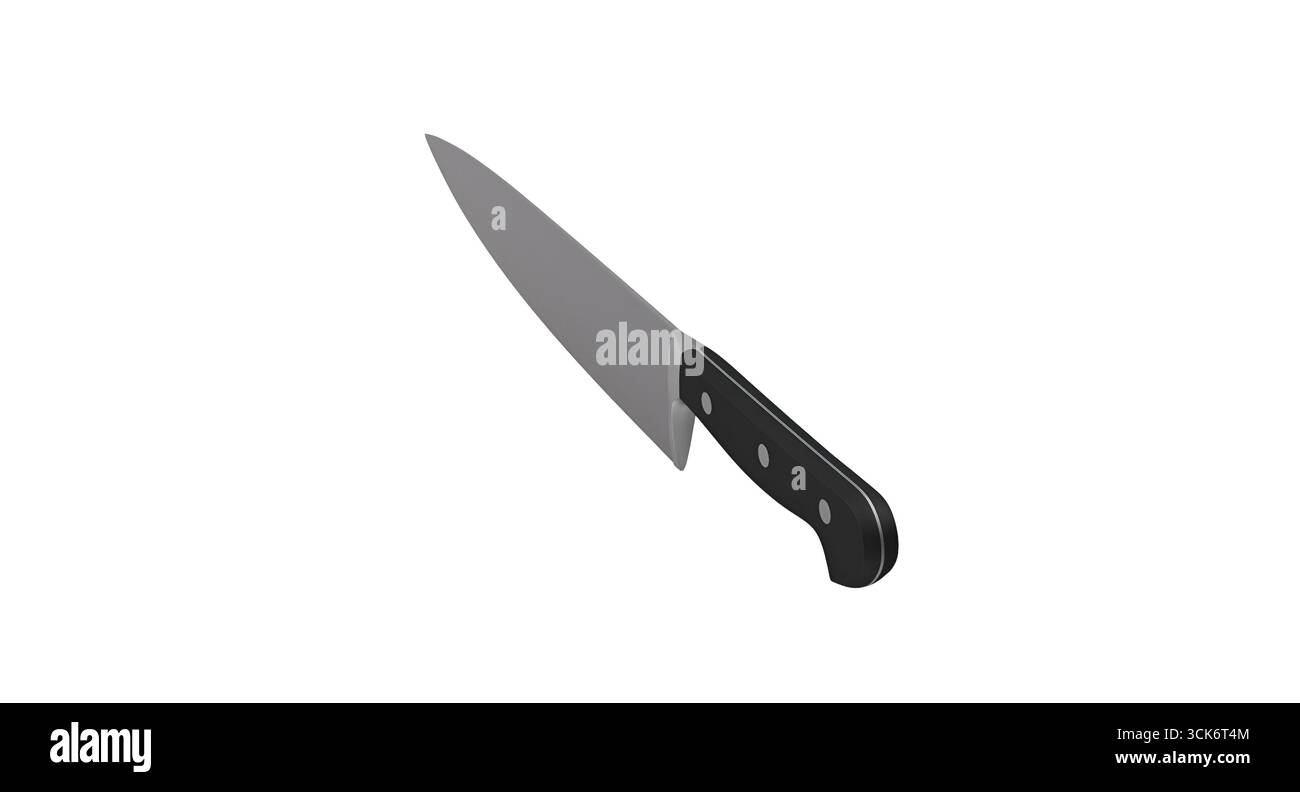 A kitchen knife with a sleek blade and a black handle, designed for ...