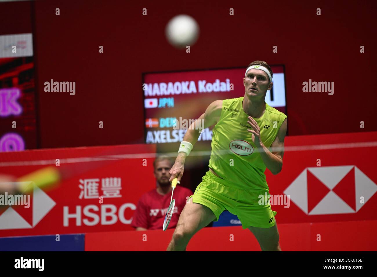 Viktor Axelsen, a Denmark badminton player during the match of Hong ...