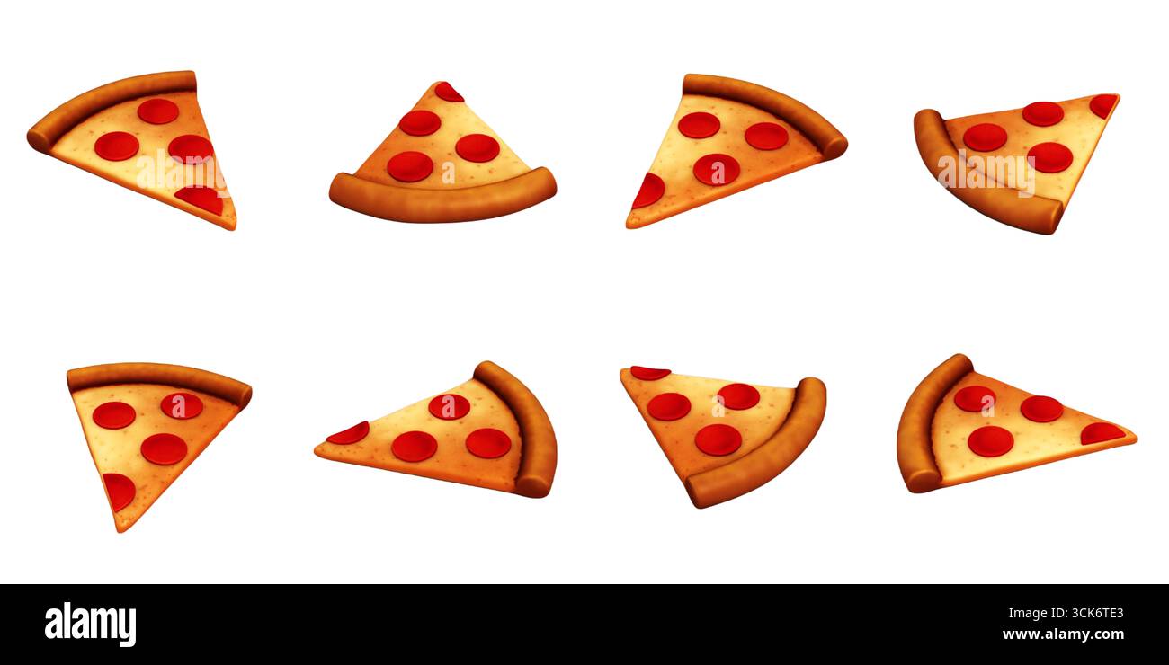 A collection of pizza slices featuring pepperoni, arranged in a ...