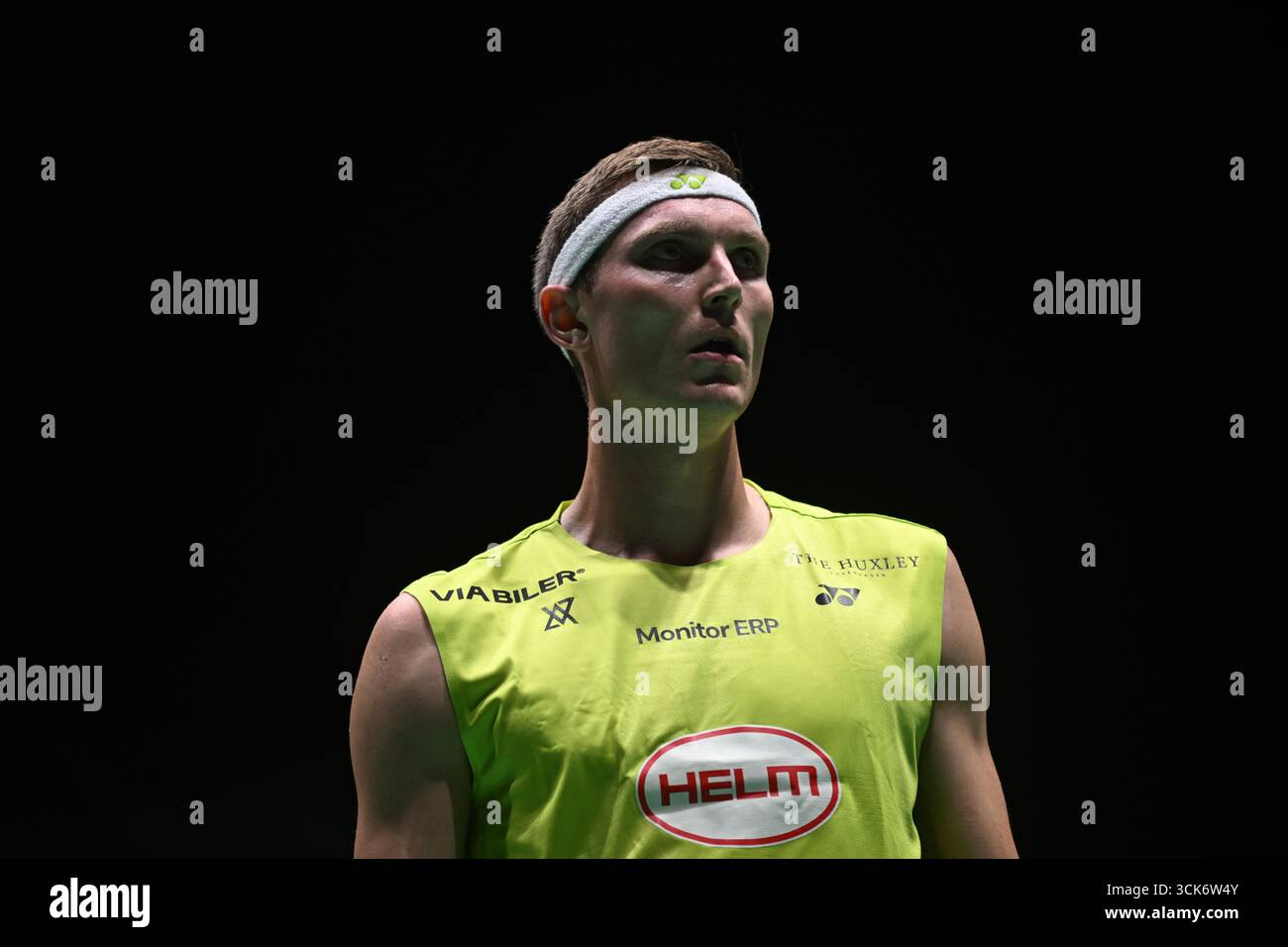 Viktor Axelsen, a Denmark badminton player during the match of Hong ...