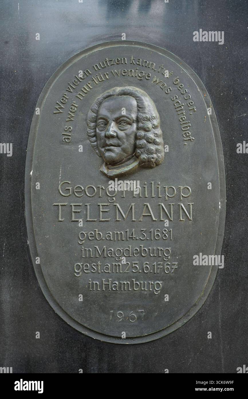 Denkmal Georg Philipp Telemann, Goldschmiedebrücke, Magdeburg, Sachsen ...