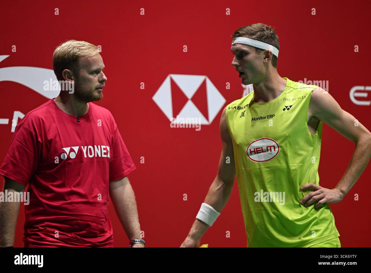 The coach and Viktor Axelsen, a Denmark badminton player during the ...