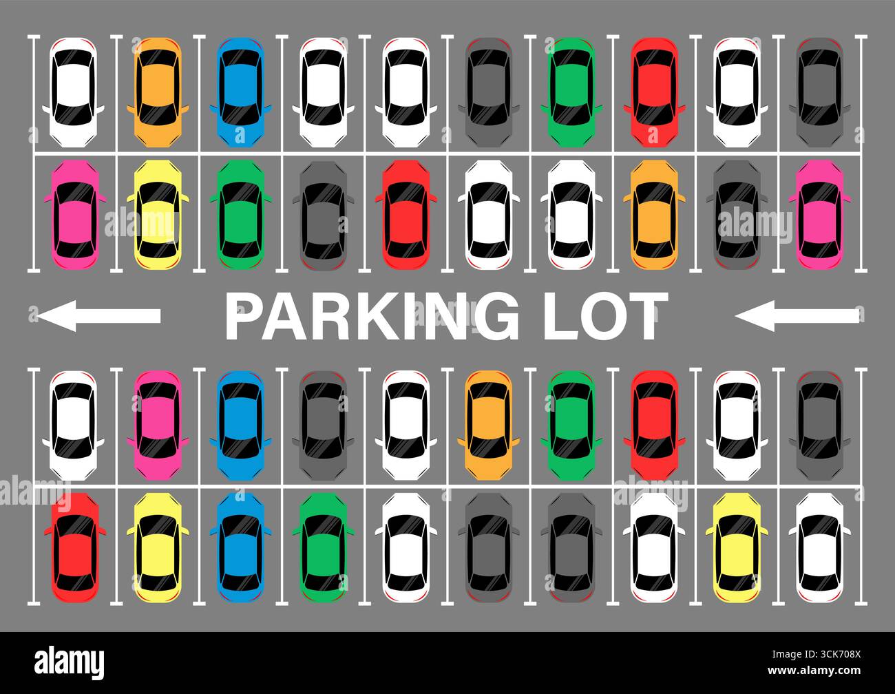 Parking lots or Car Parking Space from Aerial view. Vector Illustration ...