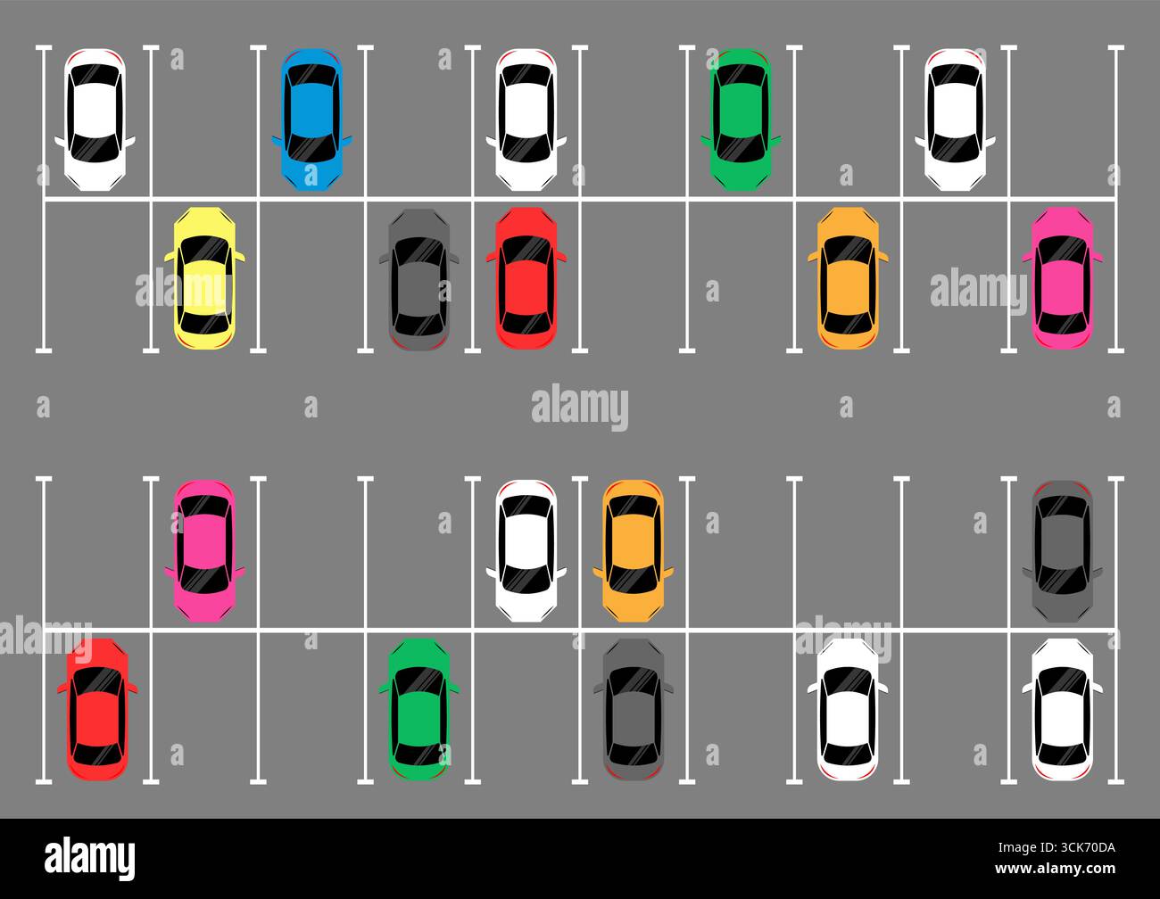 Parking lots or Car Parking Space from Aerial view. Vector Illustration ...