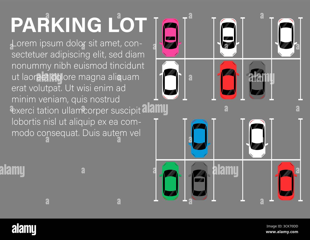 Parking lots or Car Parking Space from Aerial view. Vector Illustration ...