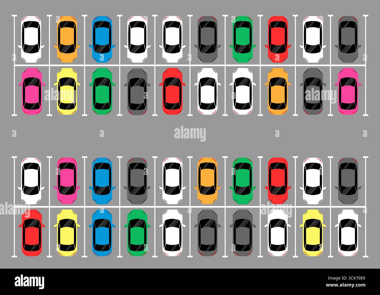 Parking lots or Car Parking Space from Aerial view. Vector Illustration ...