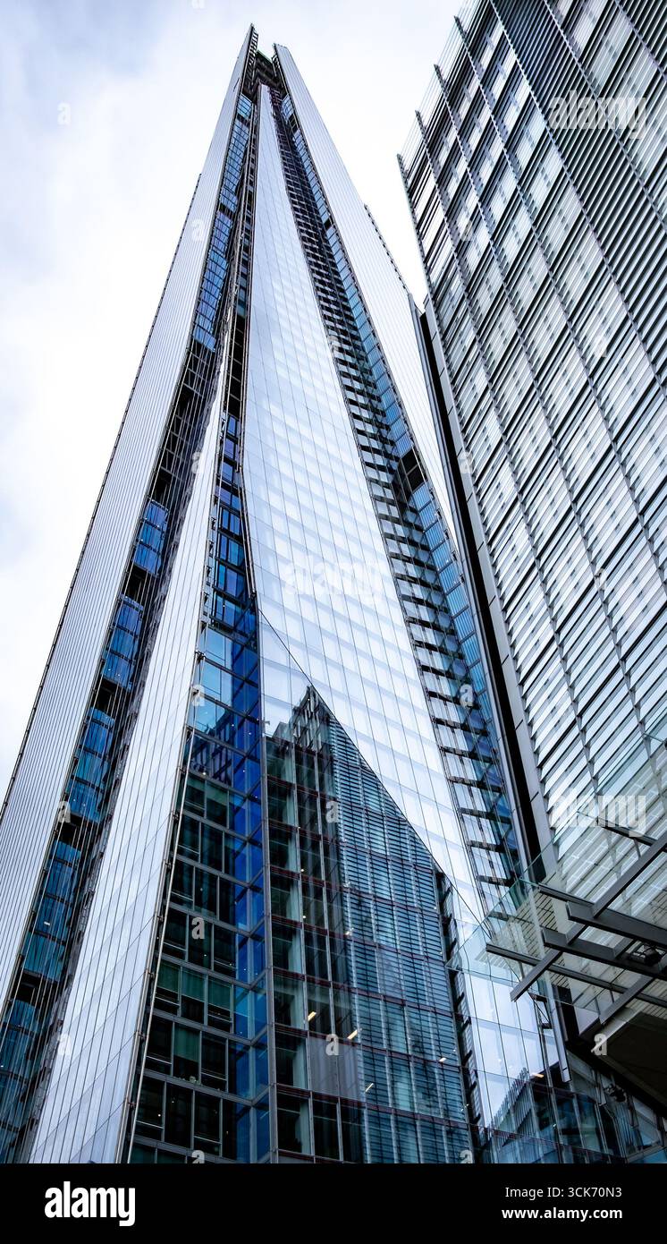 London, UK, Aug 2025, view of the Shard top half building designed by ...