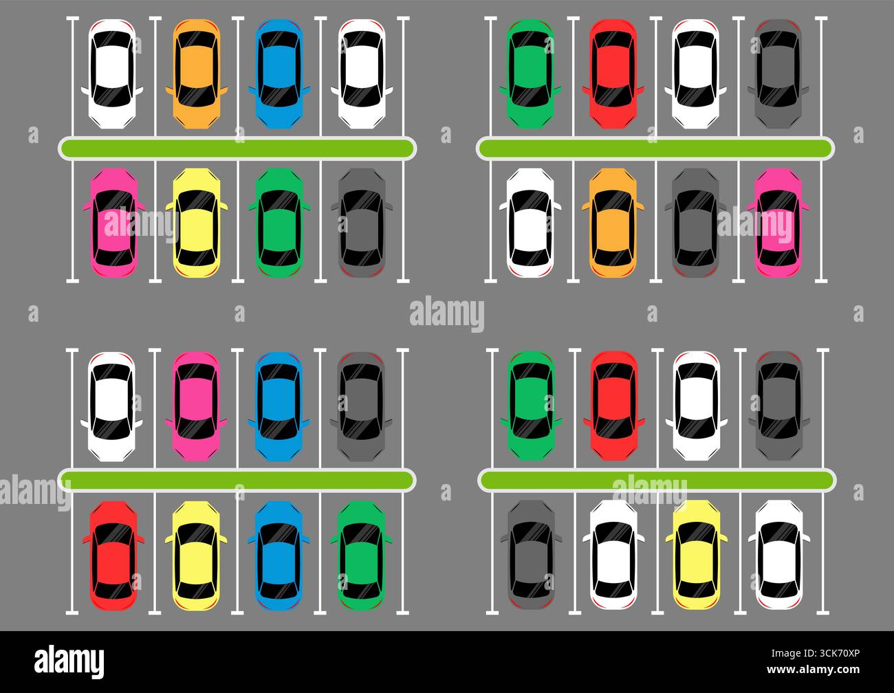 Parking lots or Car Parking Space from Aerial view. Vector Illustration ...