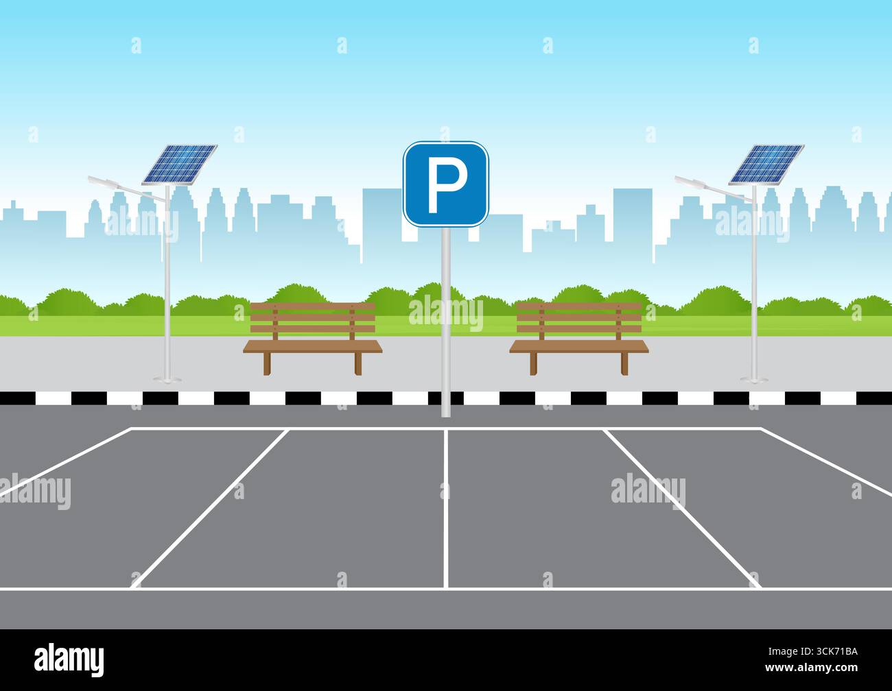 Parking lots or Car Parking Space in the City. Vector Illustration ...