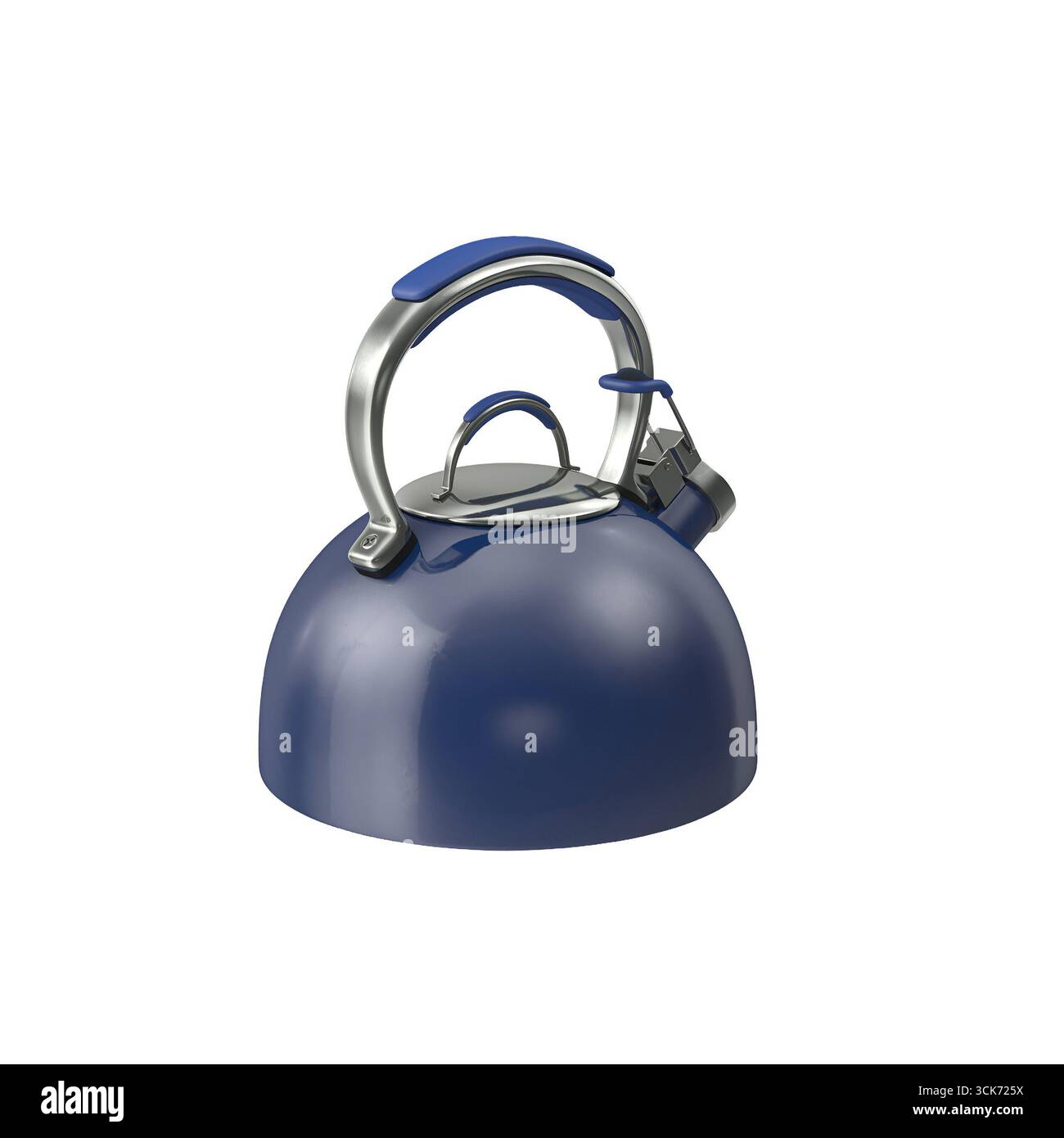 A blue kettle designed for boiling water, featuring a handle and spout ...