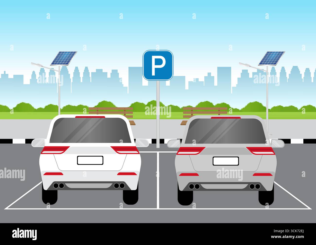 Parking lots or Car Parking Space in the City. Vector Illustration ...