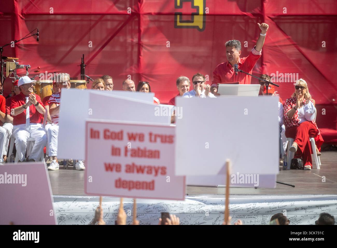Chief Minister of Gibraltar Fabian Picardo delivers a speech during ...