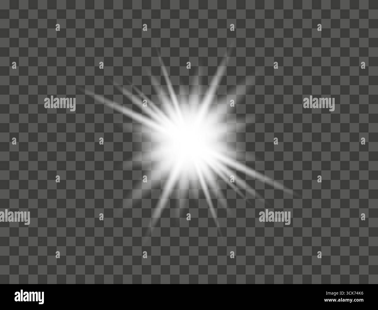 Bright Radiant Starburst Light Effect on Transparent Background Stock ...