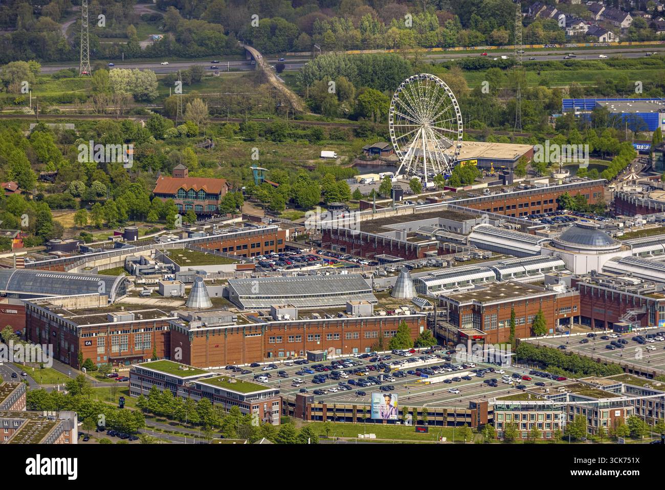 Aerial view, Westfield Centro shopping centre with Ferris wheel ...