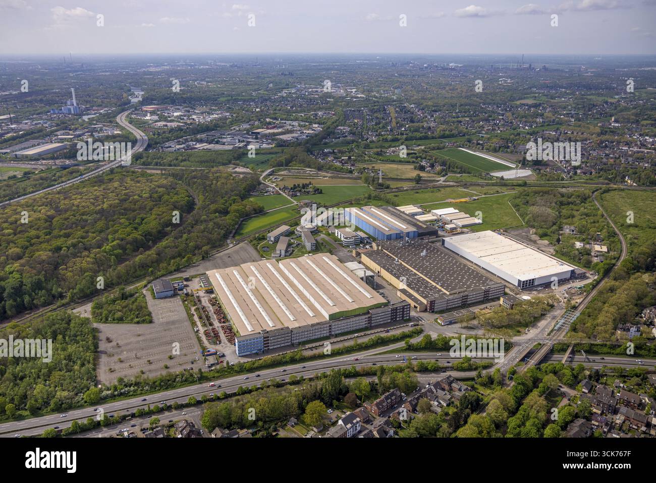 Aerial view, MAN Energy Solutions factory site construction site with ...
