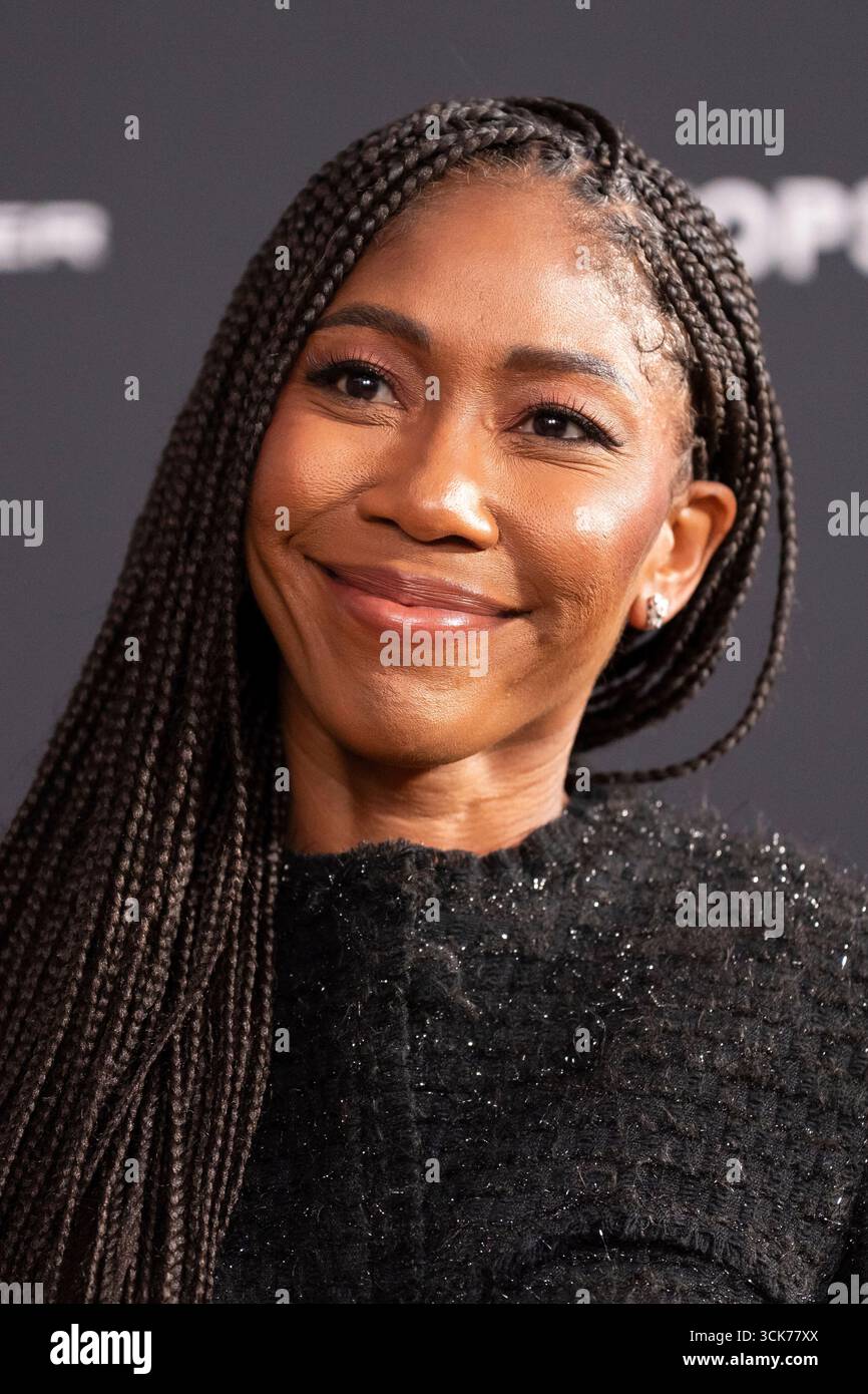 Kenya Hunt poses for photographers upon arrival at the Elle Style ...
