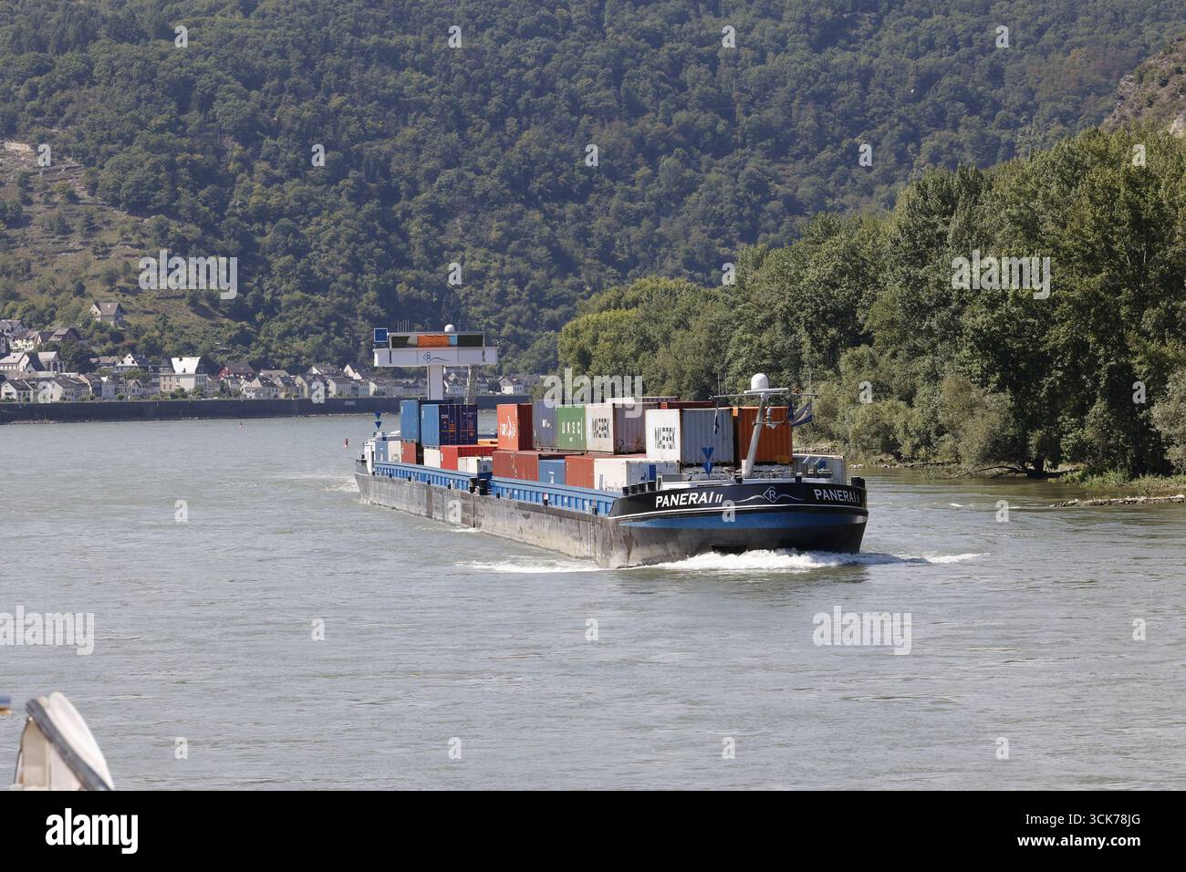 Container barge on River Rhine Stock Photo - Alamy