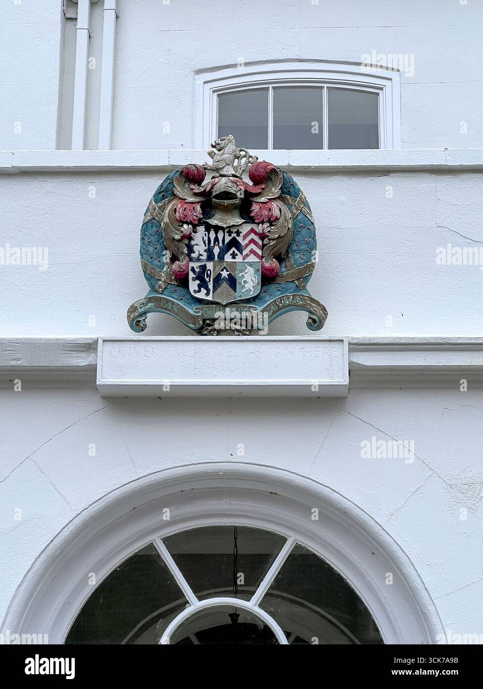 Coat of arms of the Earl of Huntingdon, above the door of Cromwell ...