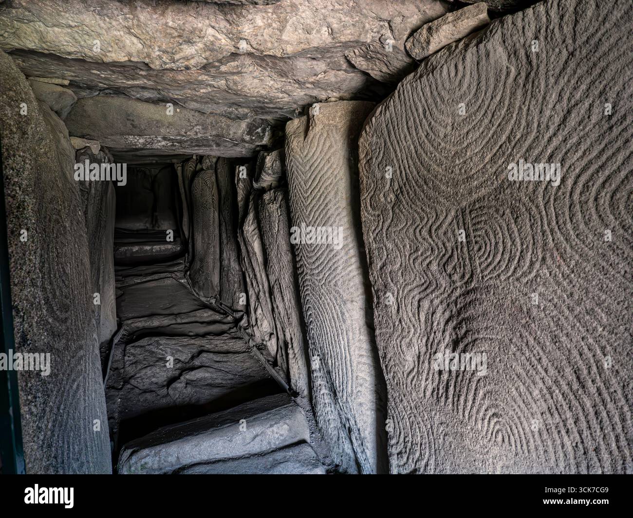 GAVRINIS CAVE INTERIOR Brittany France, prehistoric cairn, dolmen, dry ...