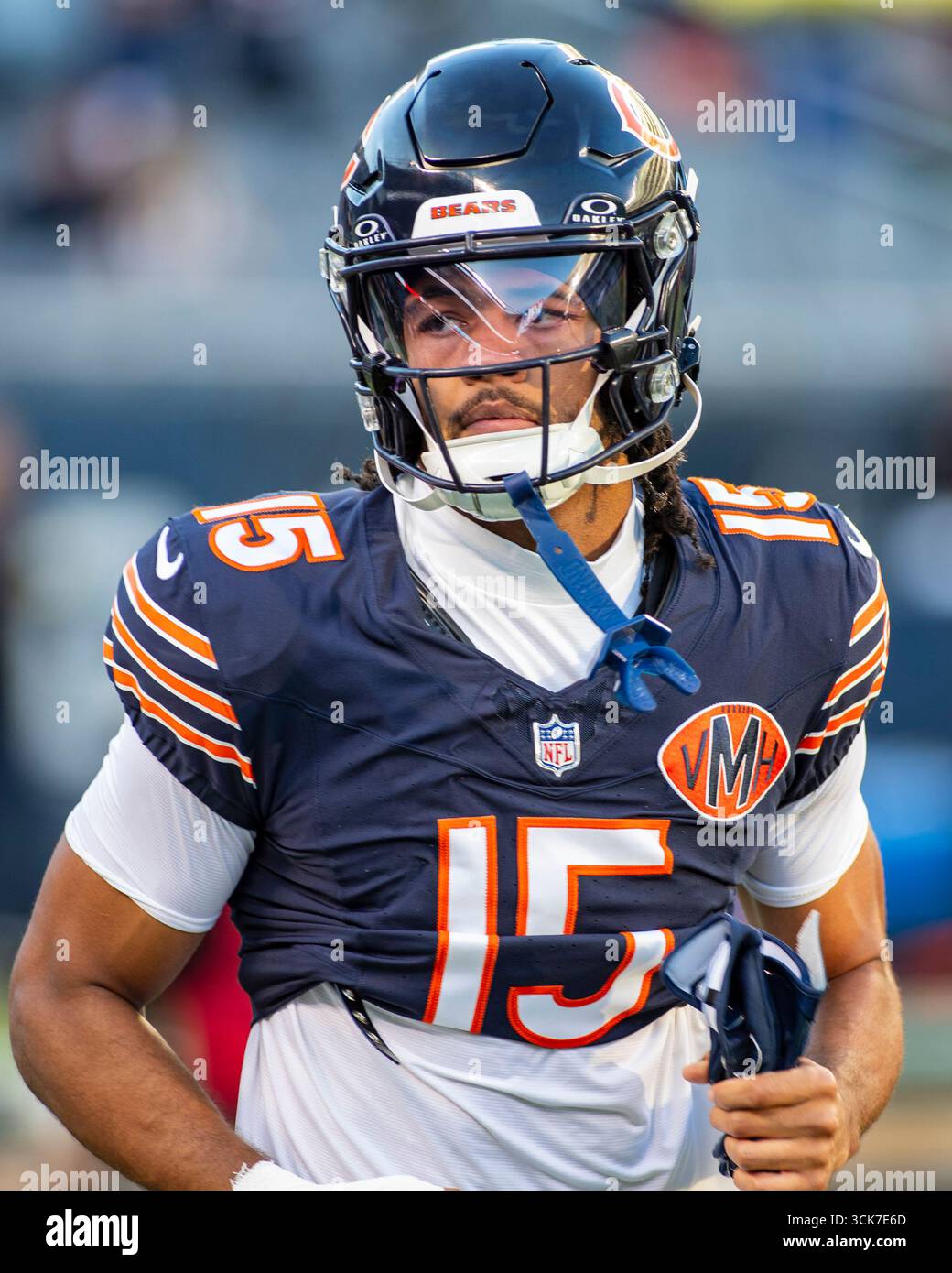 September 08, 2025: Chicago Bears Rome Odunze (15) warms up before the ...